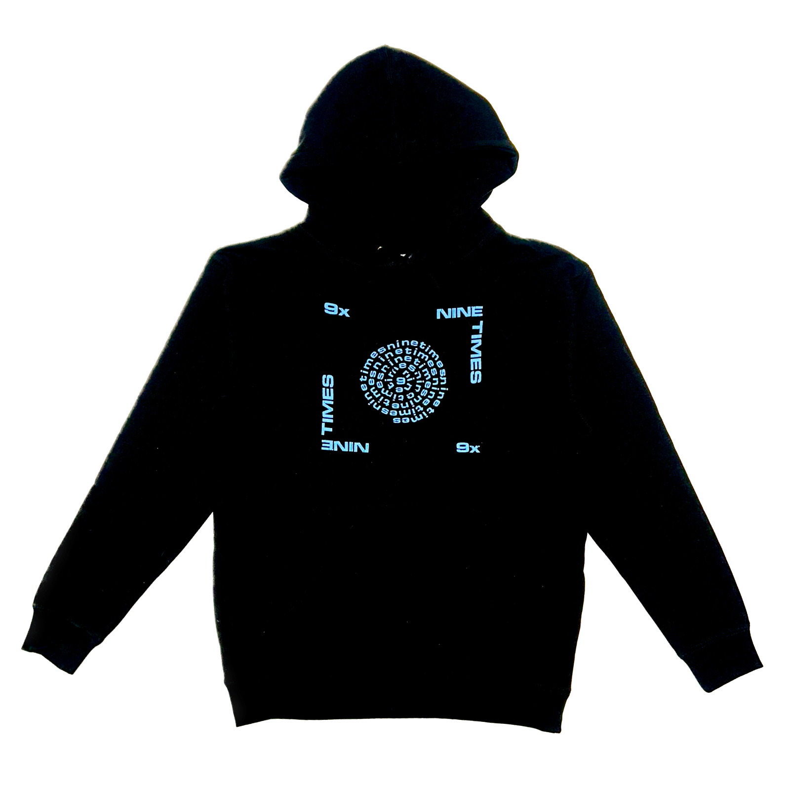 Ninetimes Letraset Hoodie - Black Ice – Ninetimes Skateshop