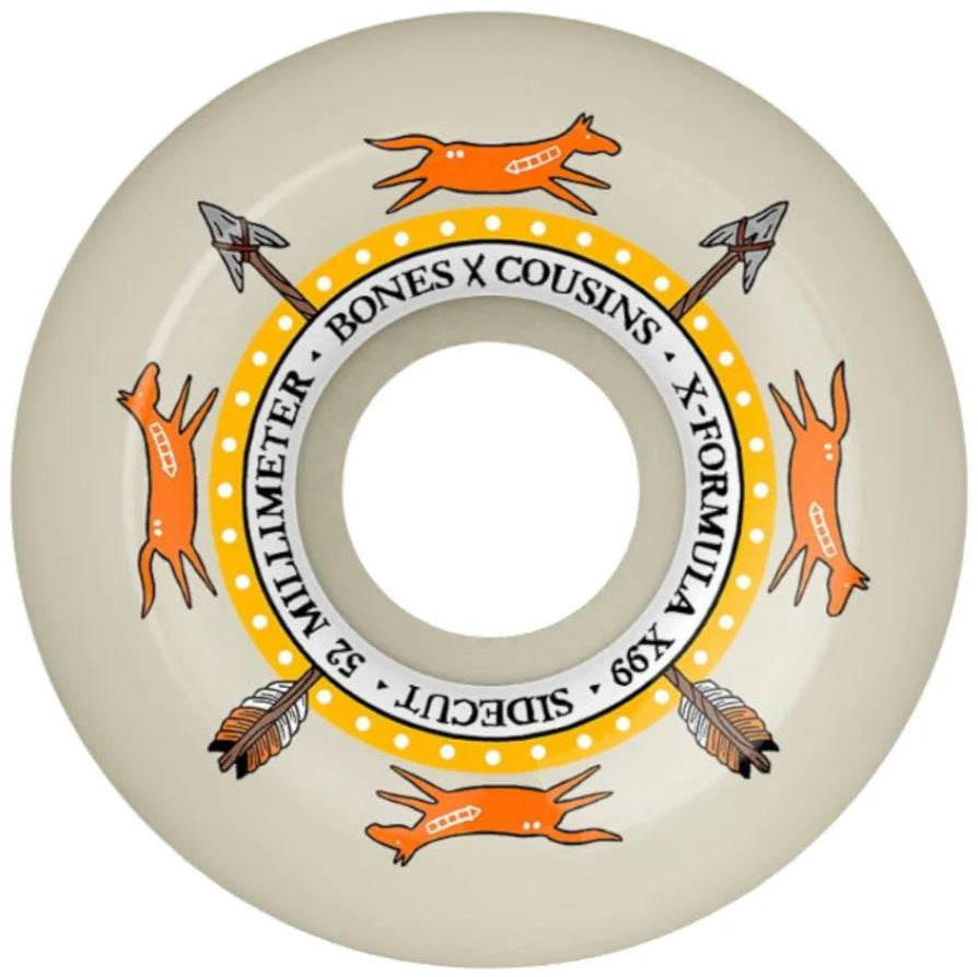 Bones Cousins Sidecut X-Formula Wheels - 99A 52mm V5 – Ninetimes Skateshop
